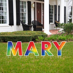 17" Rainbow Letter Lawn Letters With Stakes | Sans Bold Font - Etsy
