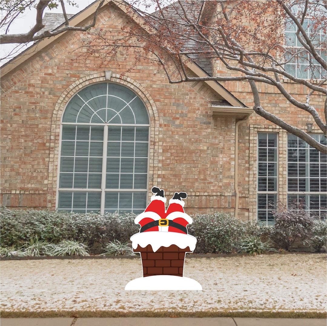 Santa in the Chimney Yard Decorations | Including Stakes - Etsy