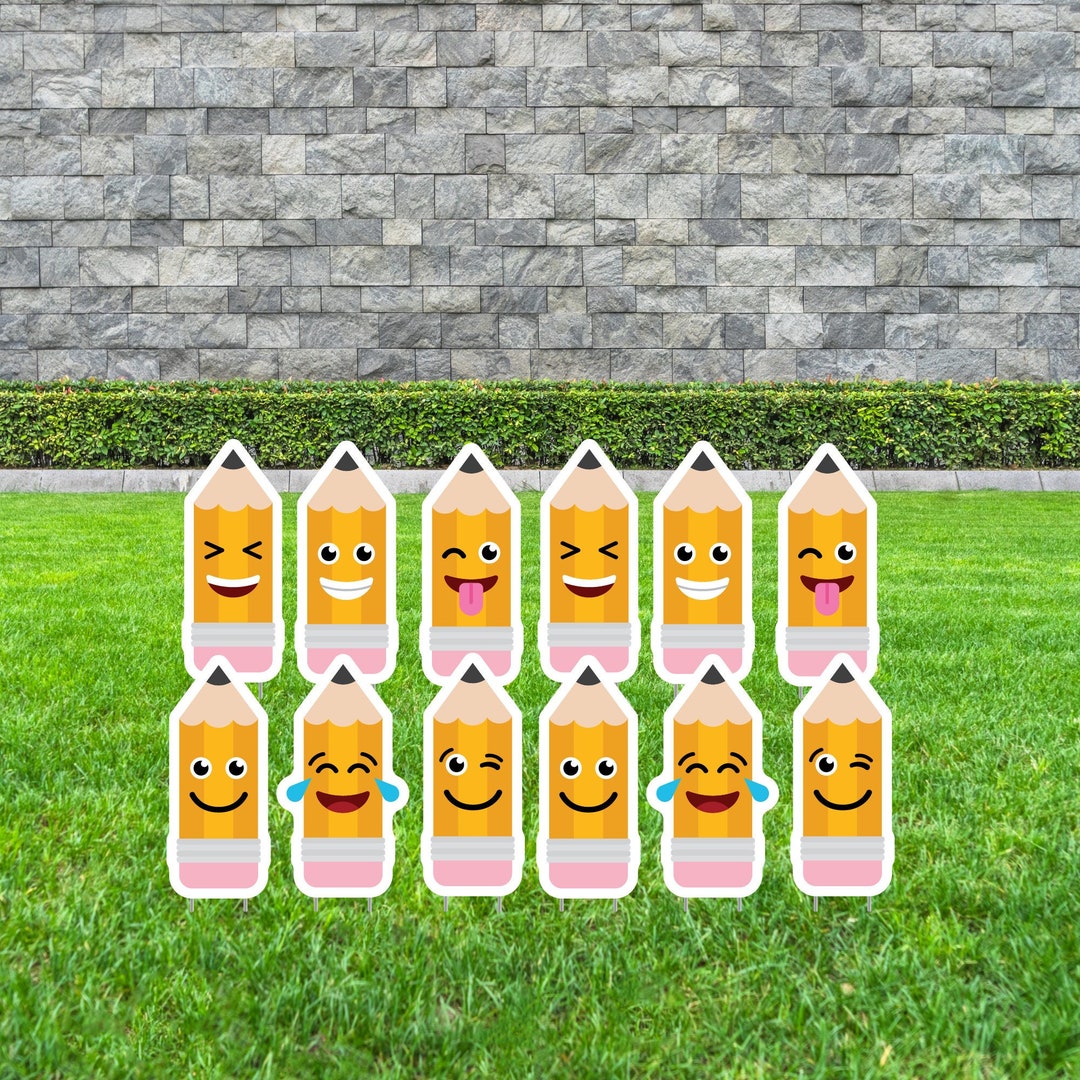 Pencil Yard Decorations 12 Pack With Stakes - Etsy