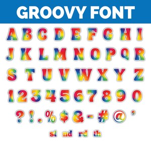 23.5" Tall Rainbow Lawn Letters With Stakes | Groovy Font - Etsy