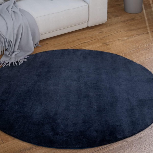 Blue Round Rug - Etsy