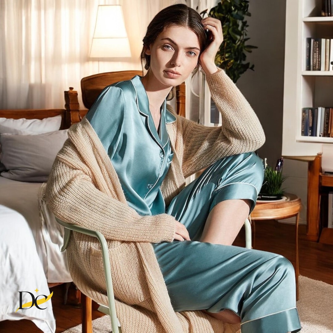Luxury Silk Pajamas Set for Women 100% Mulberry Silk, Breathable and ...