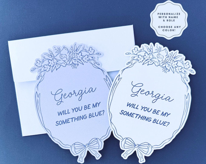Printed Something Blue Proposal Card | Bridal Party Personalized Name ...