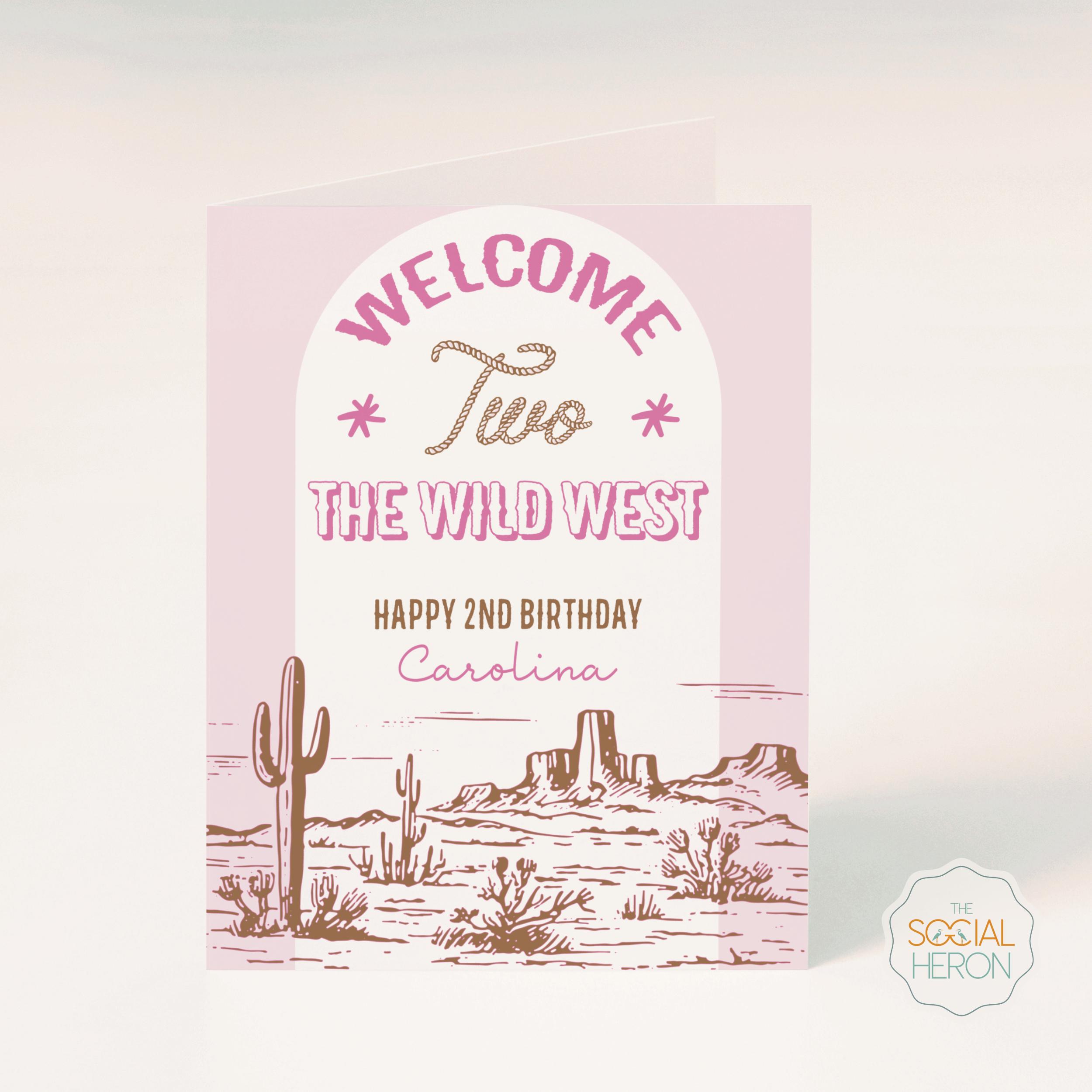 2nd Birthday Card | Welcome Two the Wild West Personalized Two Year Old ...