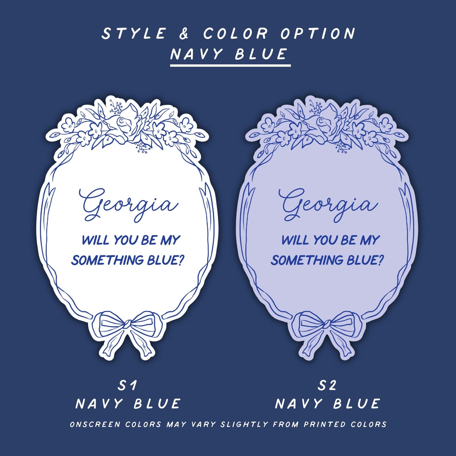 Printed Something Blue Proposal Card | Bridal Party Personalized Name ...