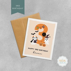 Halloween Birthday Personalized Card | Customizable Age and Name Ghost ...