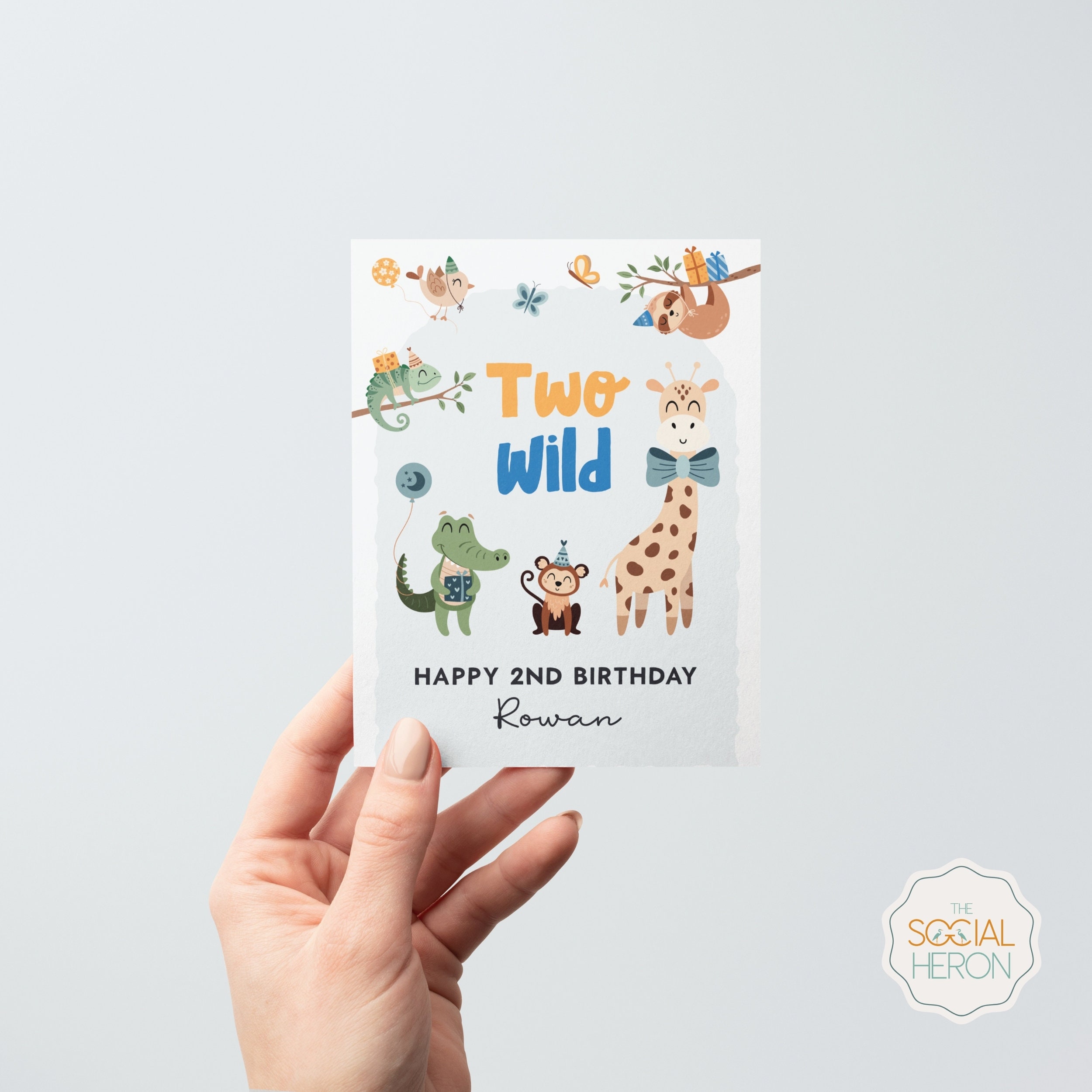 2nd Birthday Card | Personalized Two Wild Birthday Safari Animal Card ...