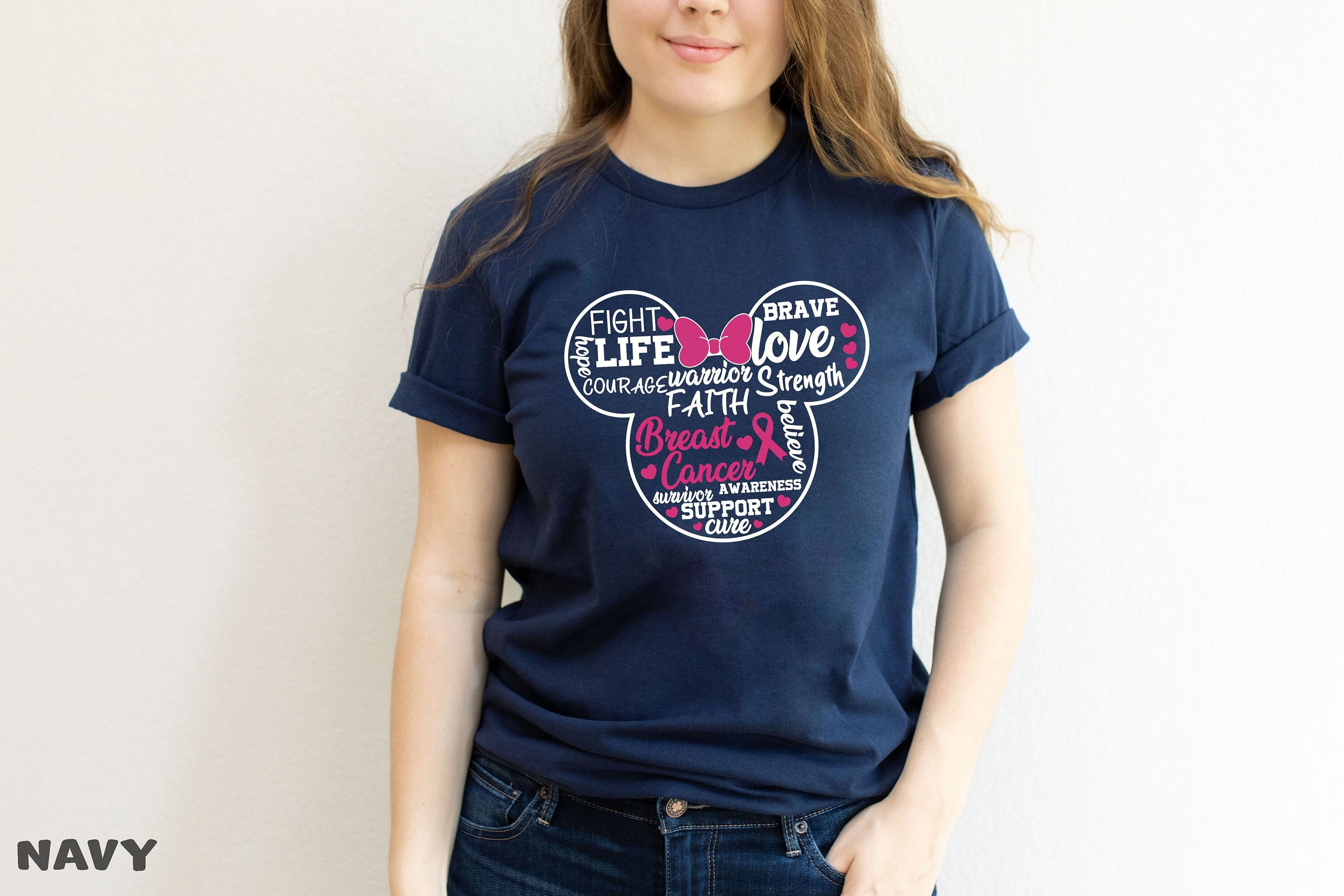 Breast Cancer Mickey and Minnie T-shirt, Breast Cancer Awareness ...