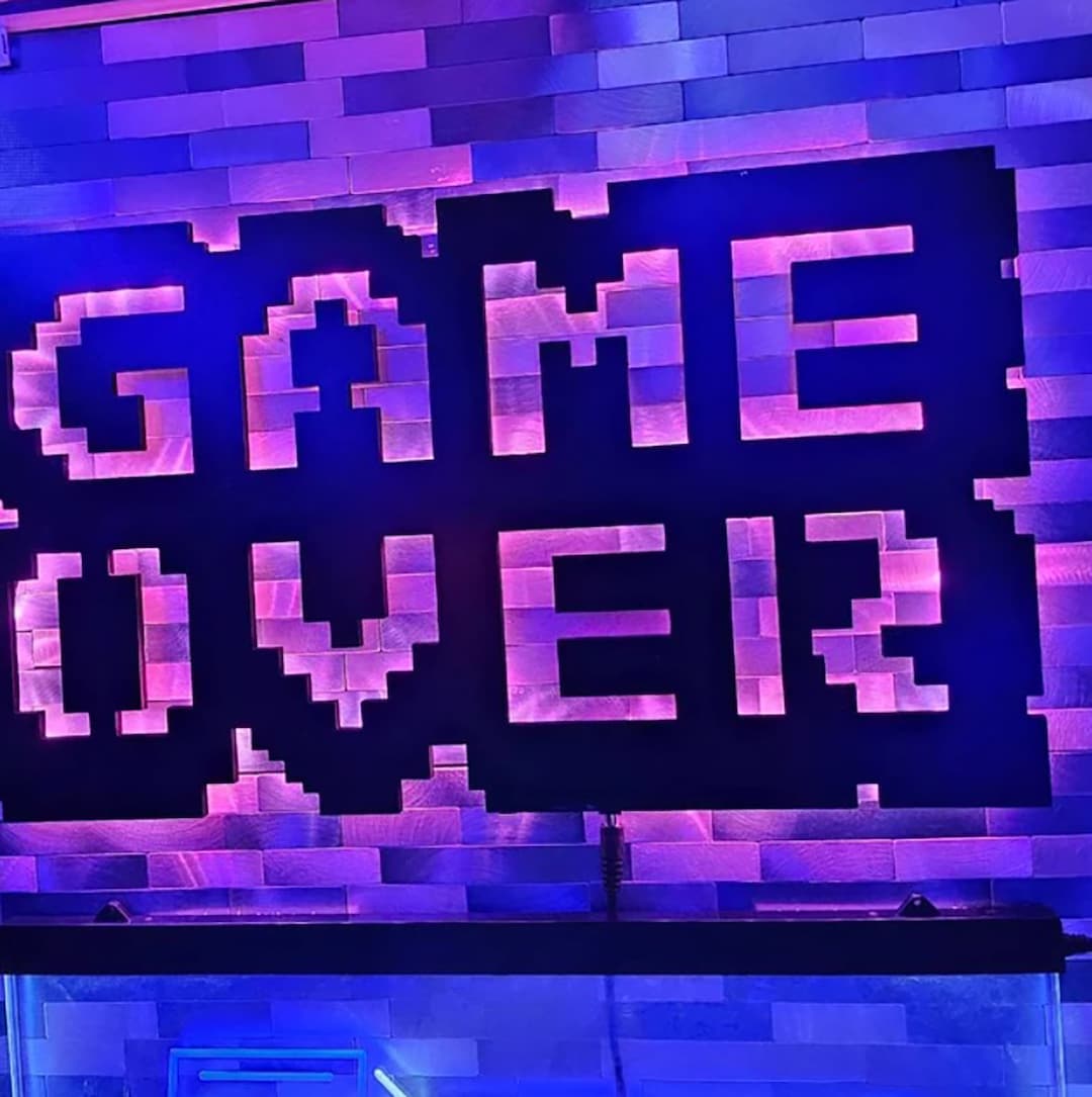 Game Over Neon Led Sign,gamer Room Neon Light,game Room Wall Art With ...