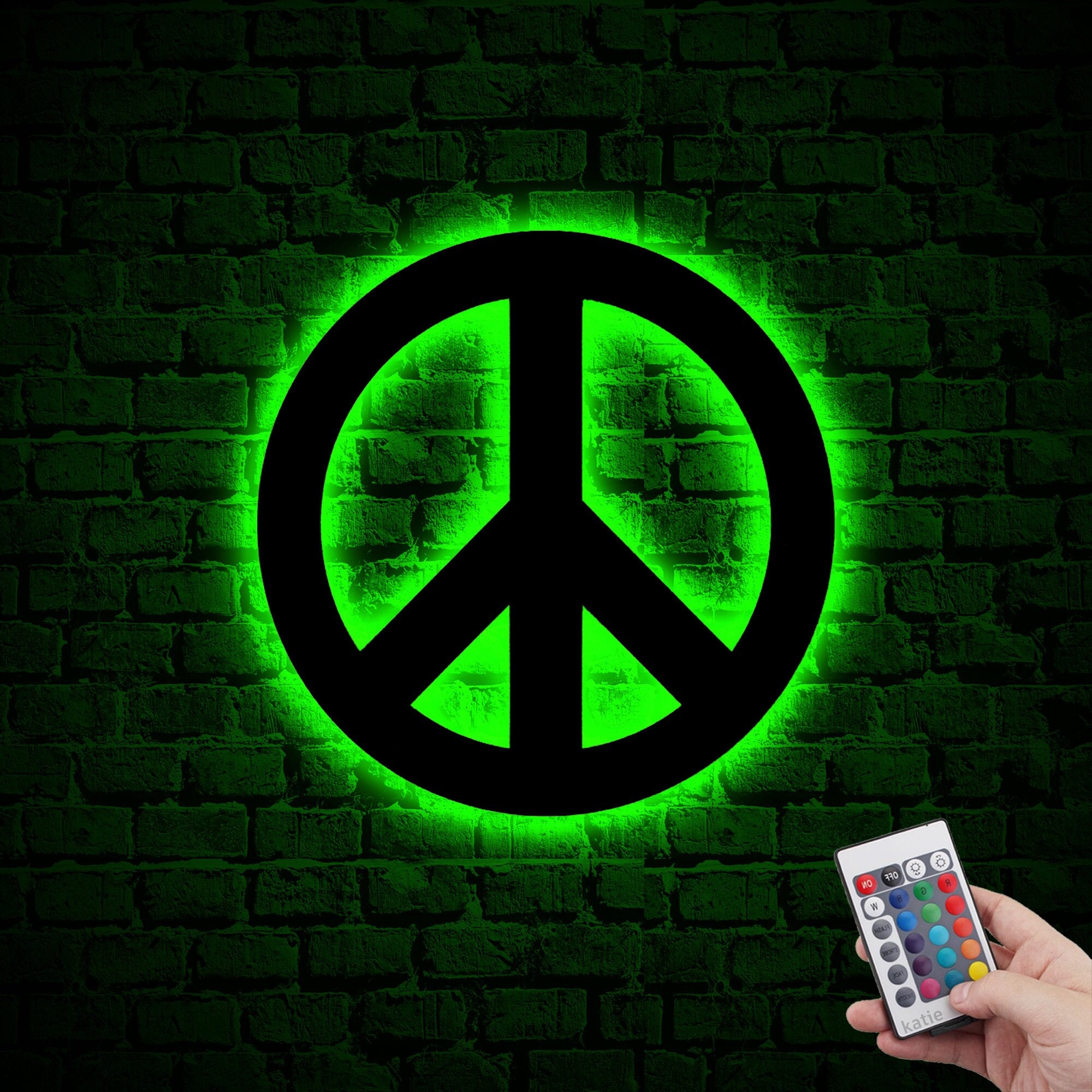 Neon Green Peace Sign