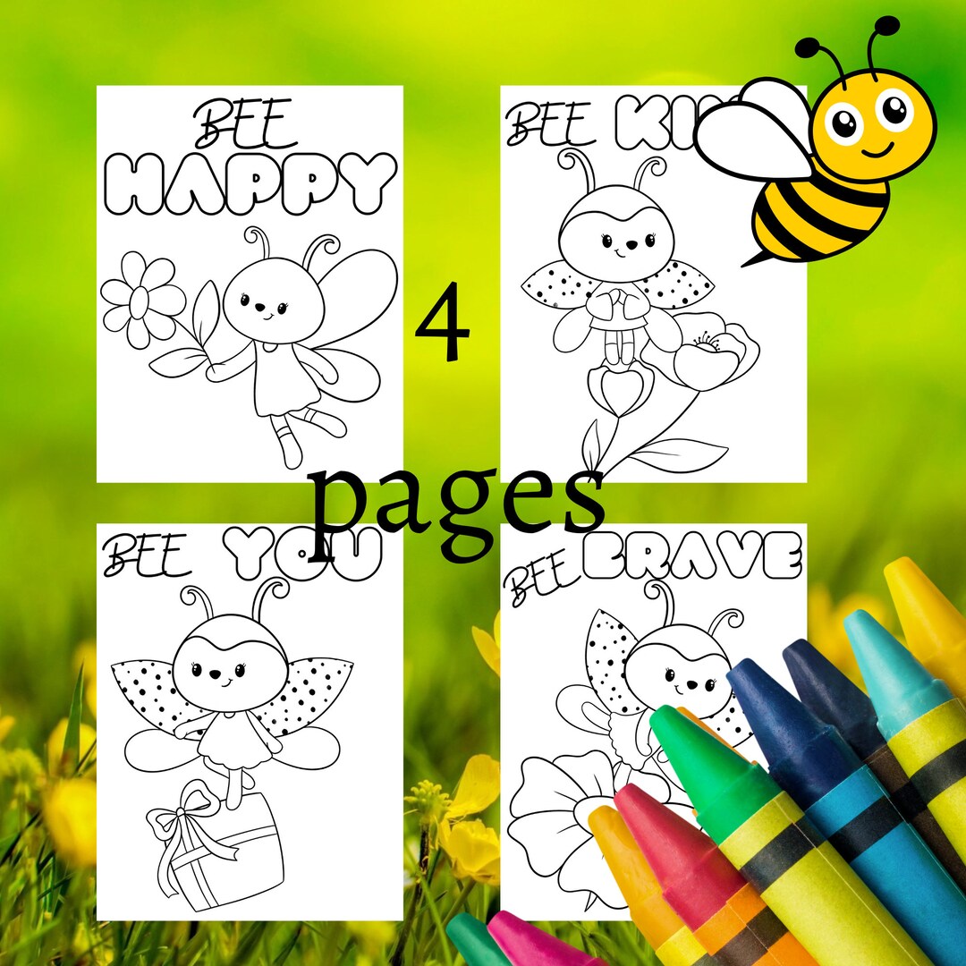 Bee Coloring Pages Spring Coloring Pages Activity for Kids - Etsy Canada