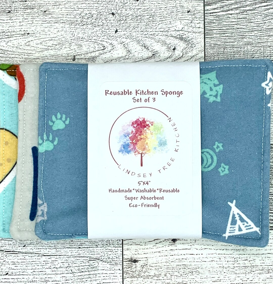 Camping Theme, Thin & Mighty Sponges for Kitchen Cleaning. A Set of ...