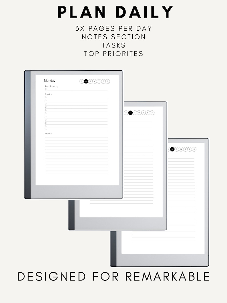 Digital PDF Planner for Remarkable 2 - Weekly and Daily Pages With ...