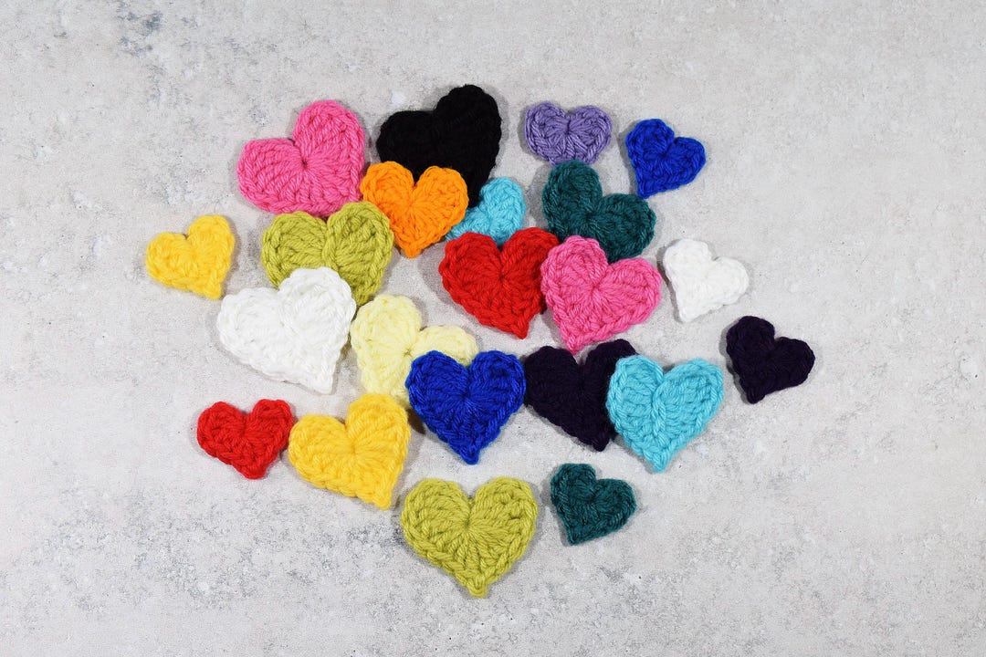 Small Crochet Hearts - Set of 10 - Colorful Handmade Embellishments - Etsy
