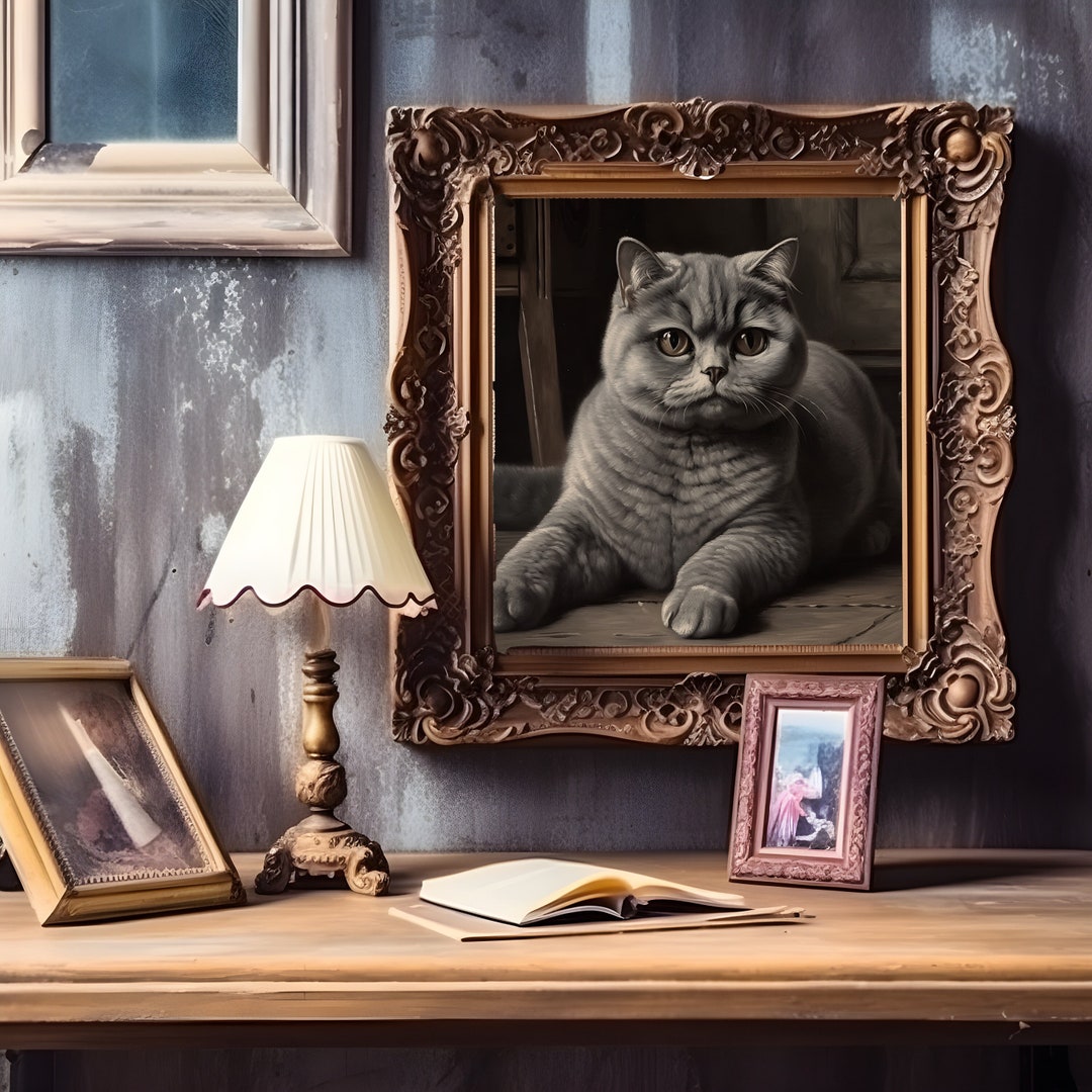 Regal British Cat Printable: Vintage-inspired Feline Portrait, Classic ...