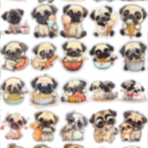 Printable Baby Pug Stickers Cute Pug Puppy Decals for Planners ...
