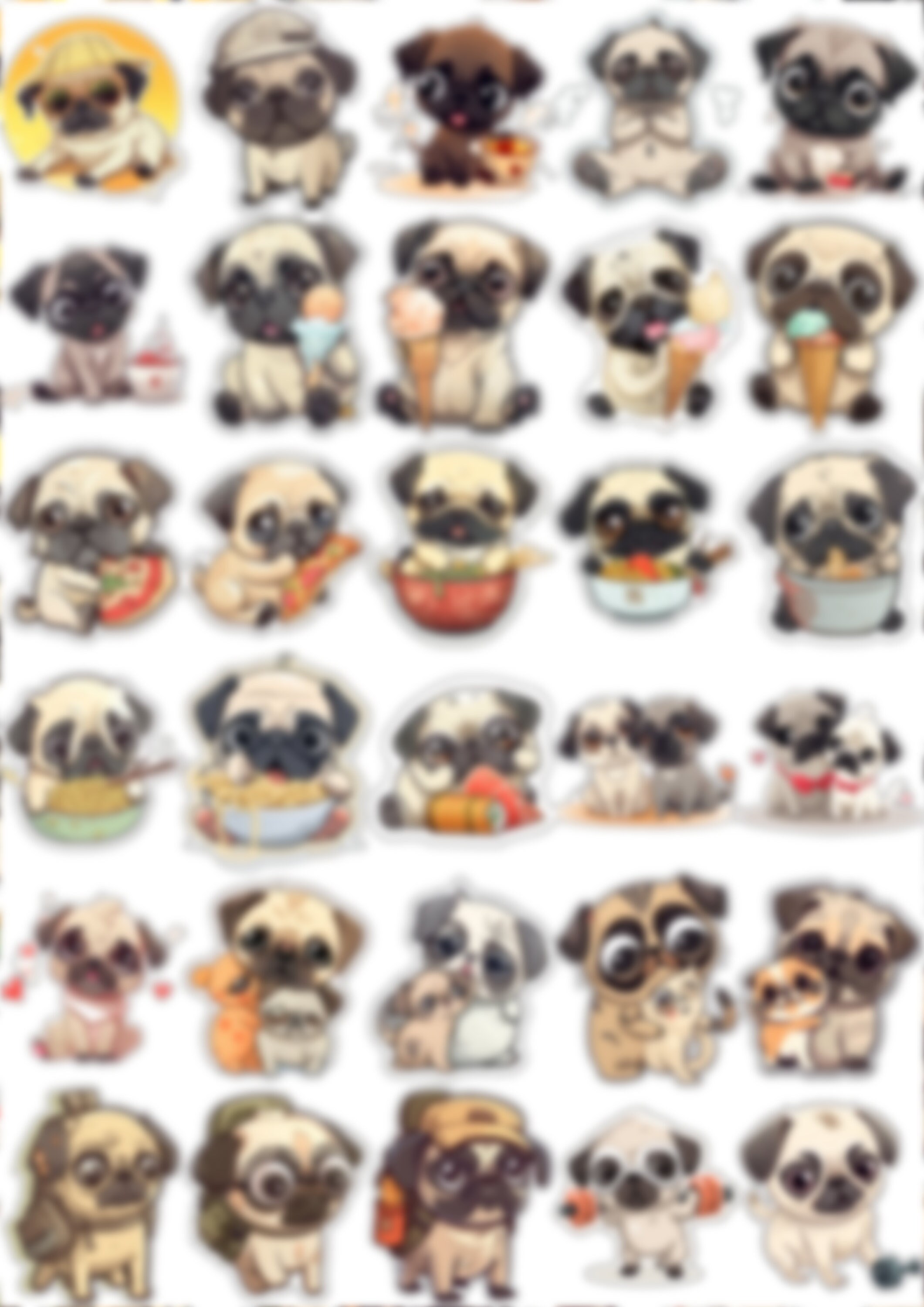 Printable Baby Pug Stickers Cute Pug Puppy Decals for Planners ...