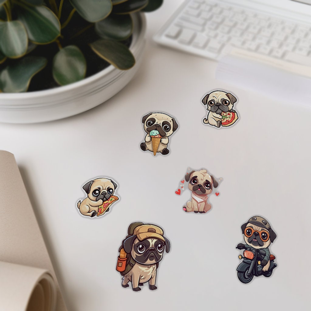 Printable Baby Pug Stickers Cute Pug Puppy Decals for Planners ...