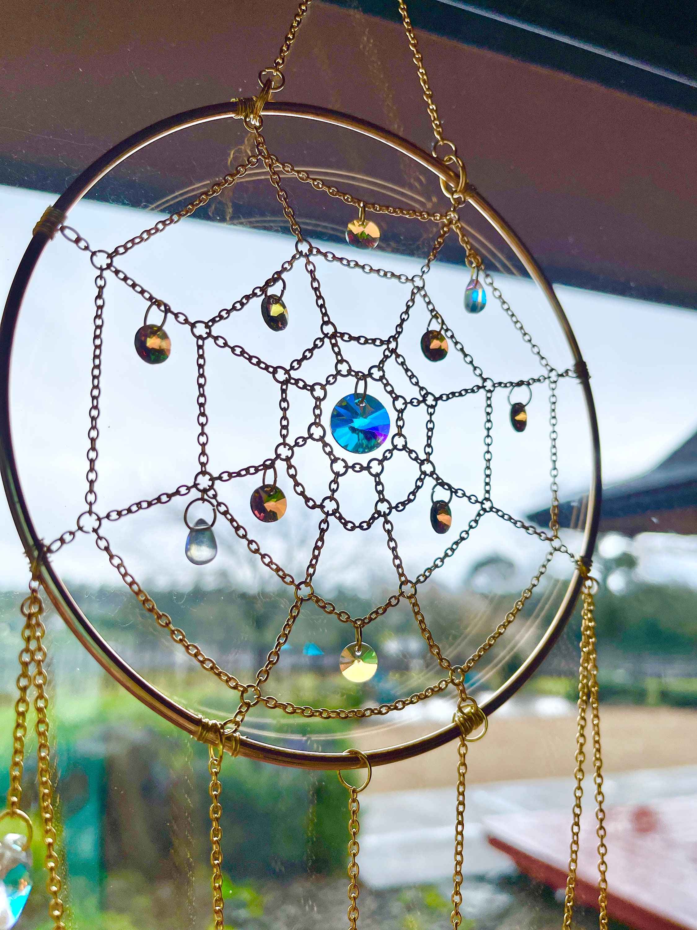 Spiderweb Sun Catcher Crystals Rainbow Maker Window Hanging - Etsy