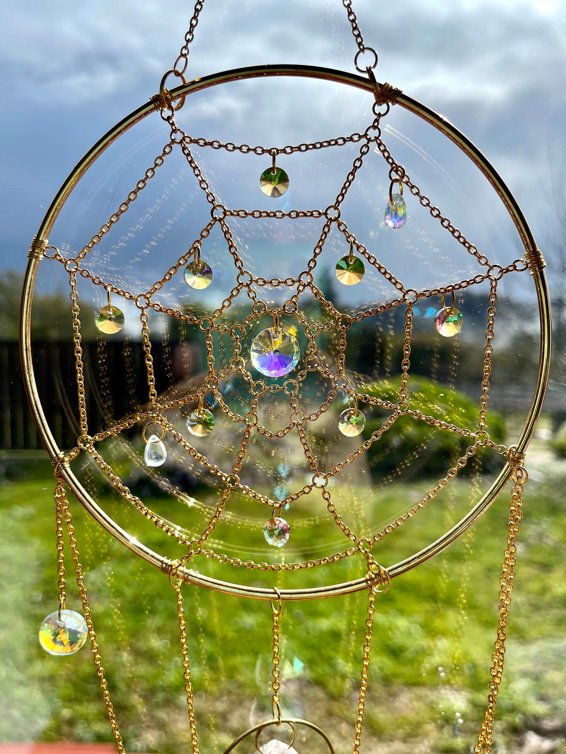 Spiderweb Sun Catcher Crystals Rainbow Maker Window Hanging - Etsy