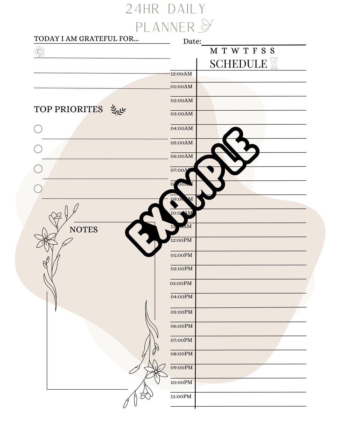 Undated Printable Daily Planner PDF Fillable, A4, US LETTER, Cute ...