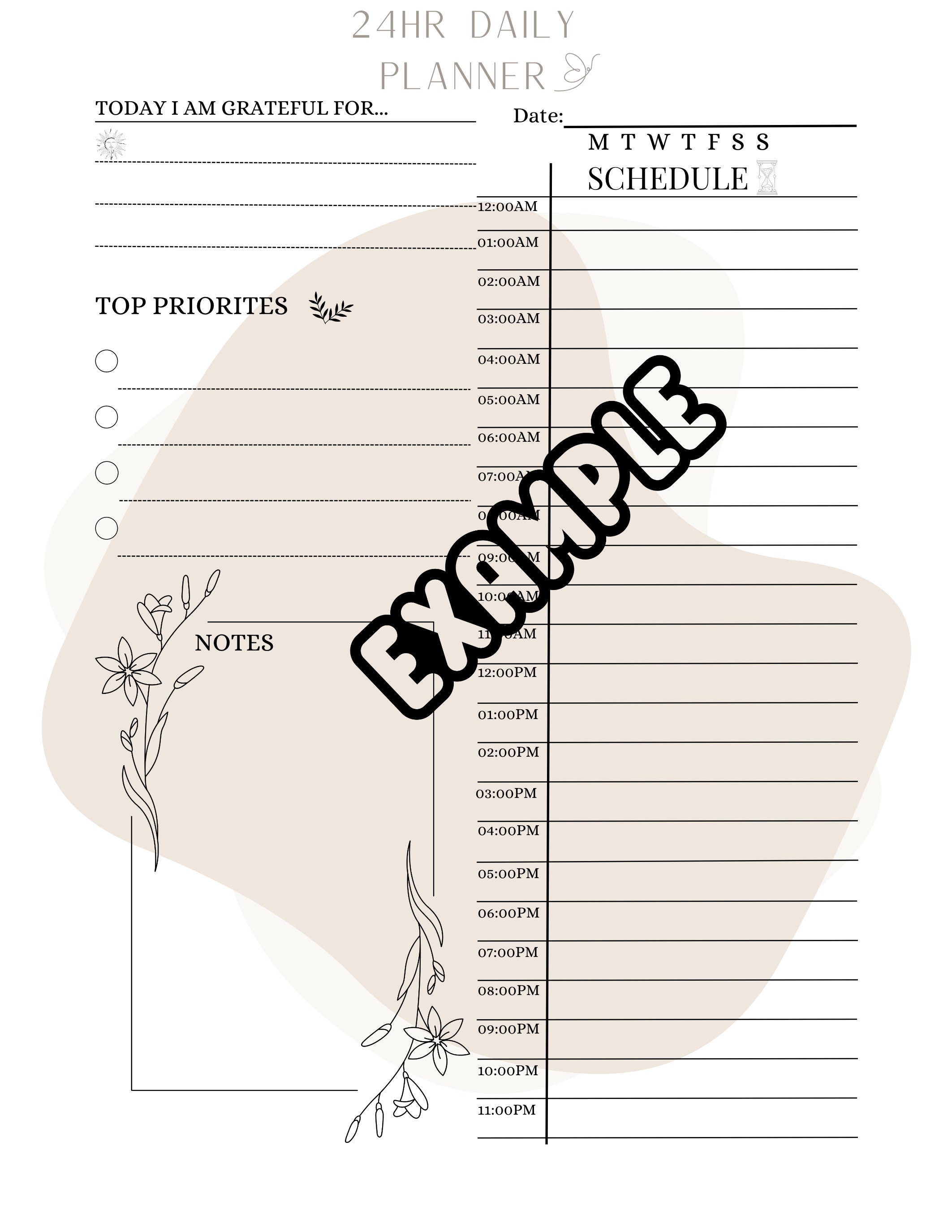 Undated Printable Daily Planner PDF Fillable, A4, US LETTER, Cute ...