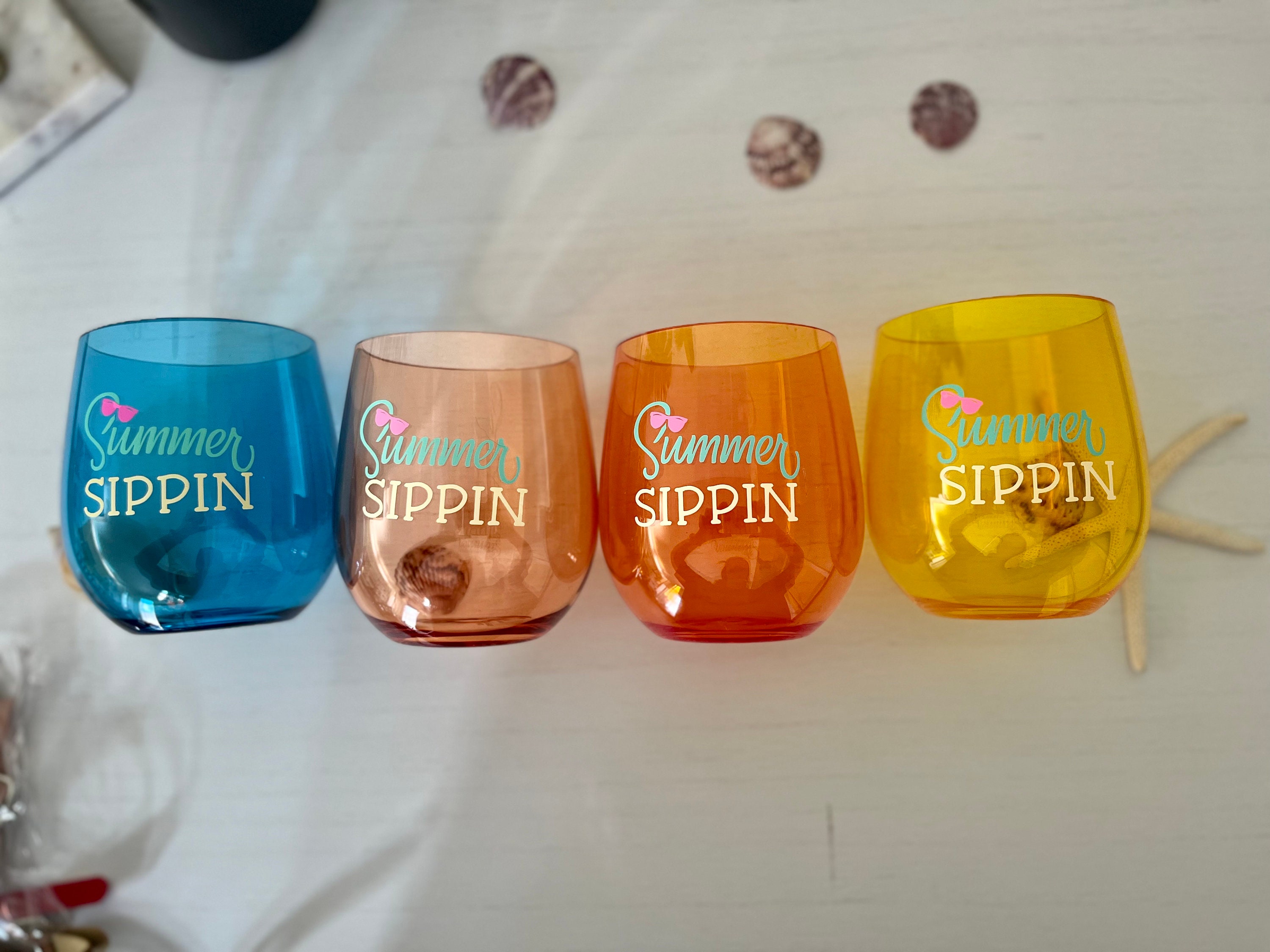 Acrylic Wine Glass Set Acrylic Colored Pool Glasses Summer Etsy