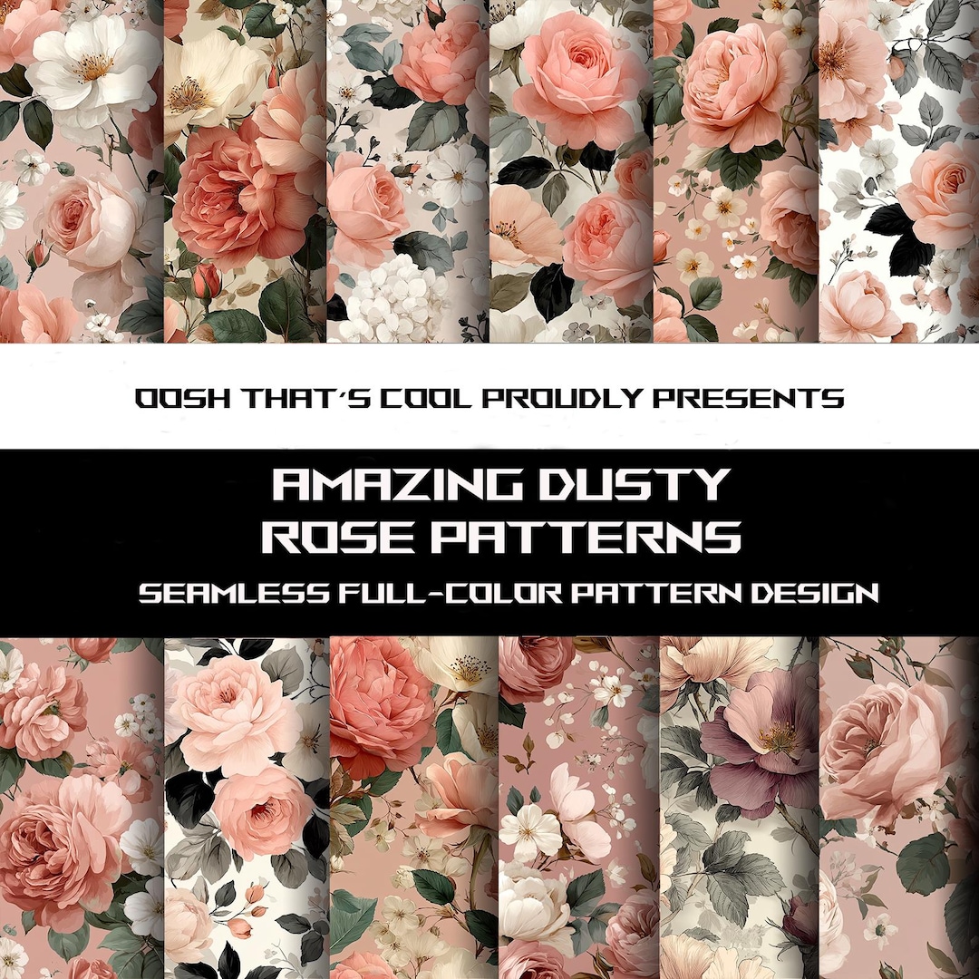 Dusty Rose| Seamless Designs | 12 Awesome Patterns | Tile Patterns ...