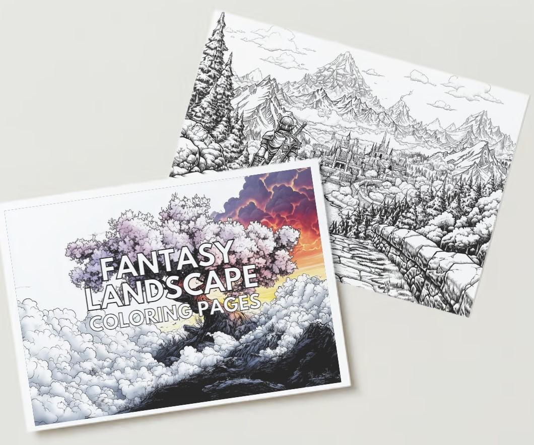 25 Fantasy Landscape Coloring Pages: 25 Coloring Pages, Coloring Pages ...