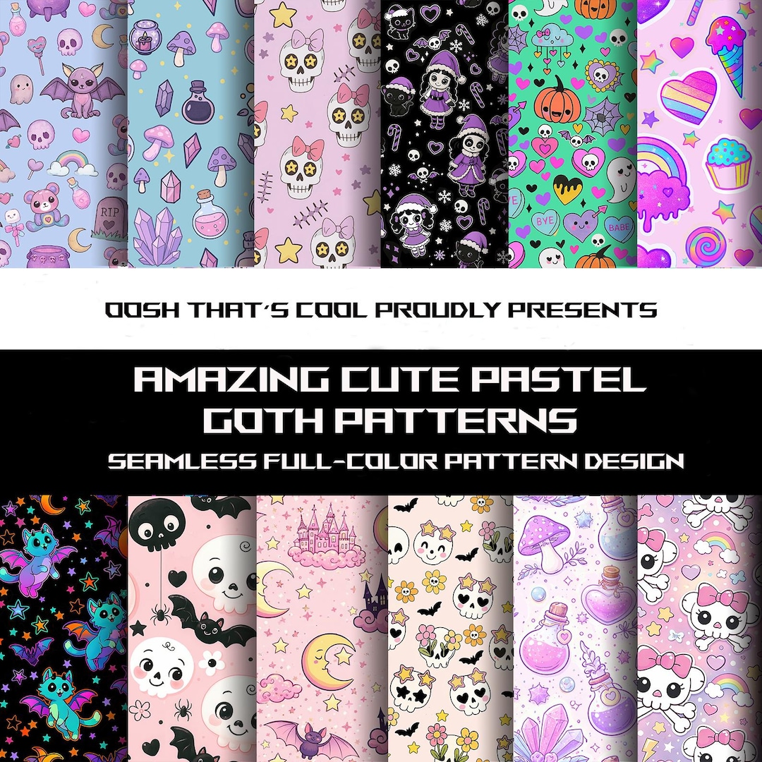 Pastel Goth Seamless Patterns: JPG, PNG, SVG (digital Download) - Etsy