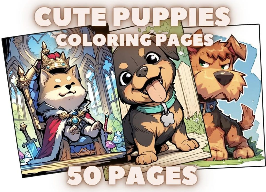 50 Cute Puppy Coloring Pages: 50 Coloring Pages, Coloring Pages for ...