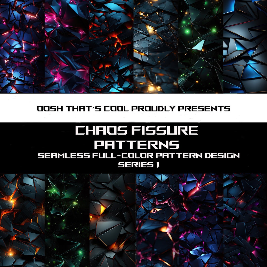 Abstract Geometric Chaos Fissure | Seamless Designs | 12 Colorful ...