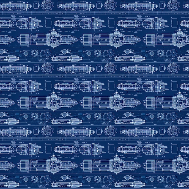 Blueprint Spaceships| Seamless Designs | 12 Seamless Patterns | Tile ...
