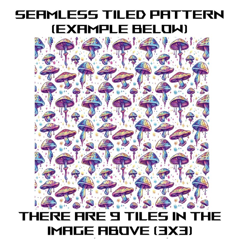 Trippy Mushroom Patterns | Seamless Designs | 12 Colorful Patterns ...