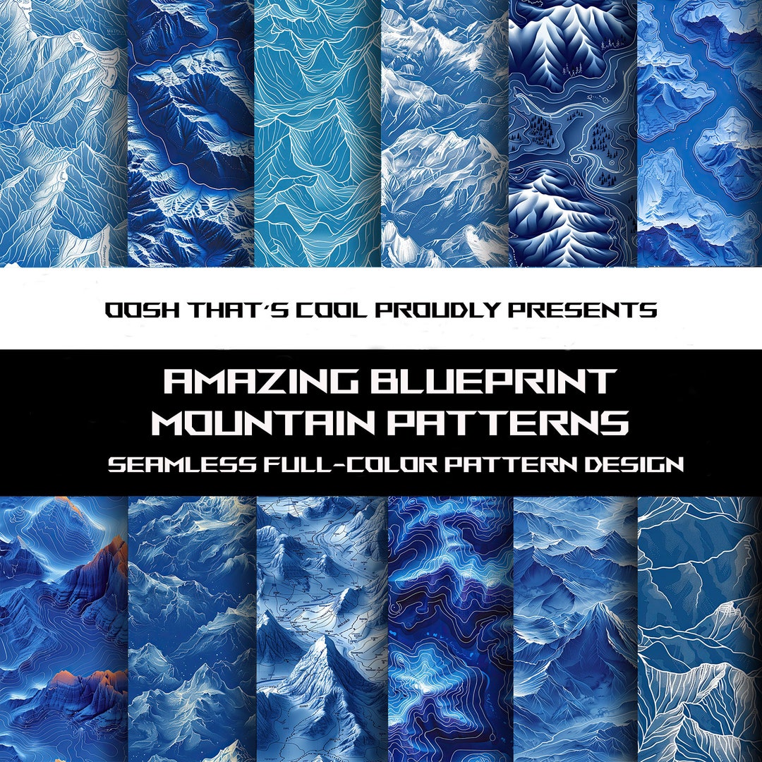 Blueprint Mountain Topography| Seamless Designs | 12 Awesome Patterns ...