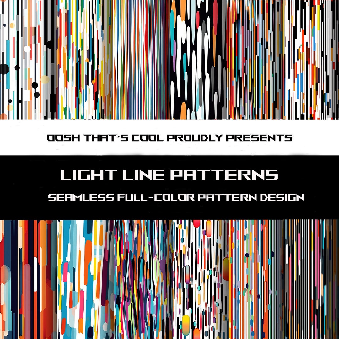 Abstract Line Patterns: 12 Seamless Colorful Designs (JPG, PNG, SVG ...