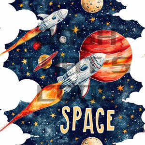 Space and Rockets| Seamless Designs | 12 Awesome Patterns | Tile ...