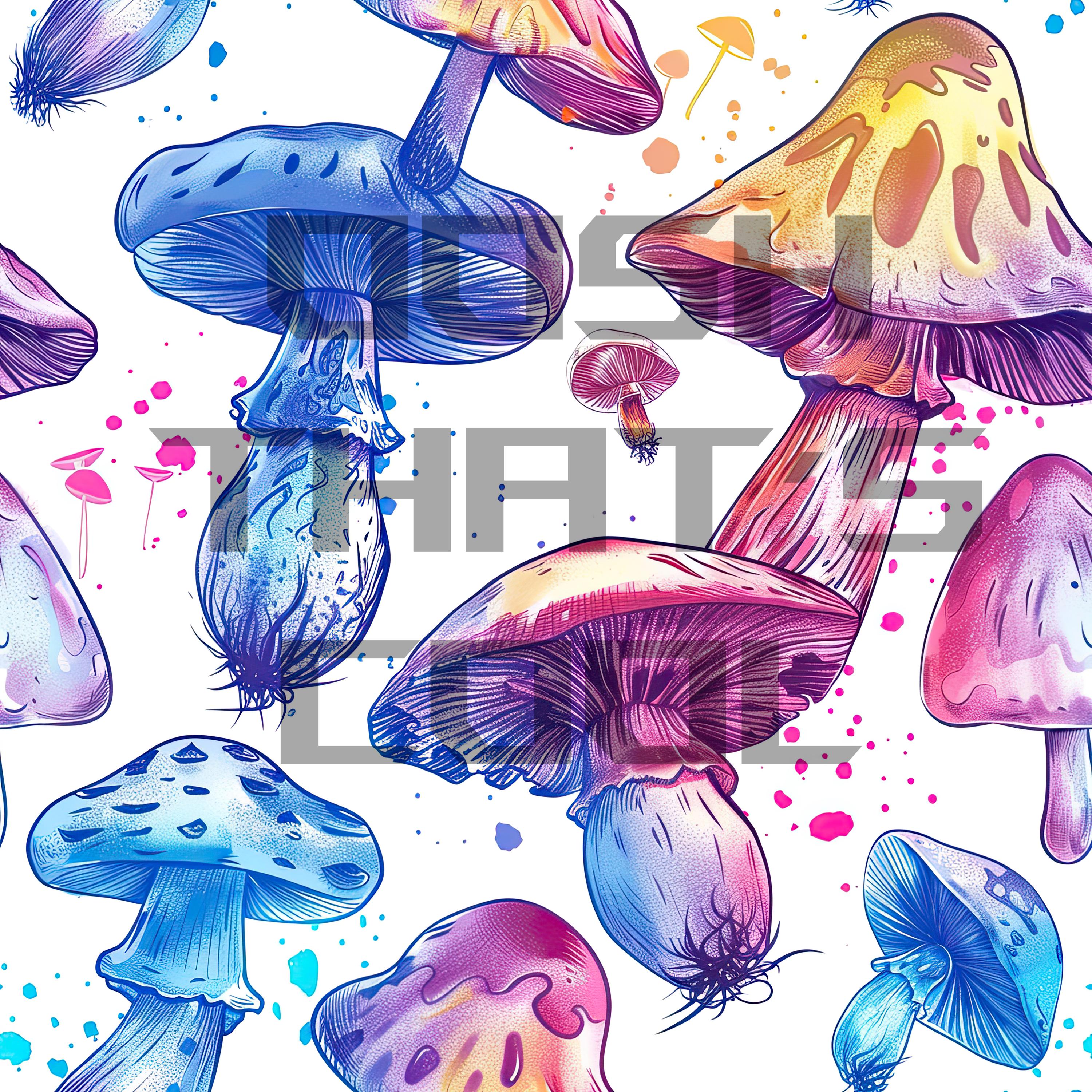 Trippy Mushroom Patterns | Seamless Designs | 12 Colorful Patterns ...