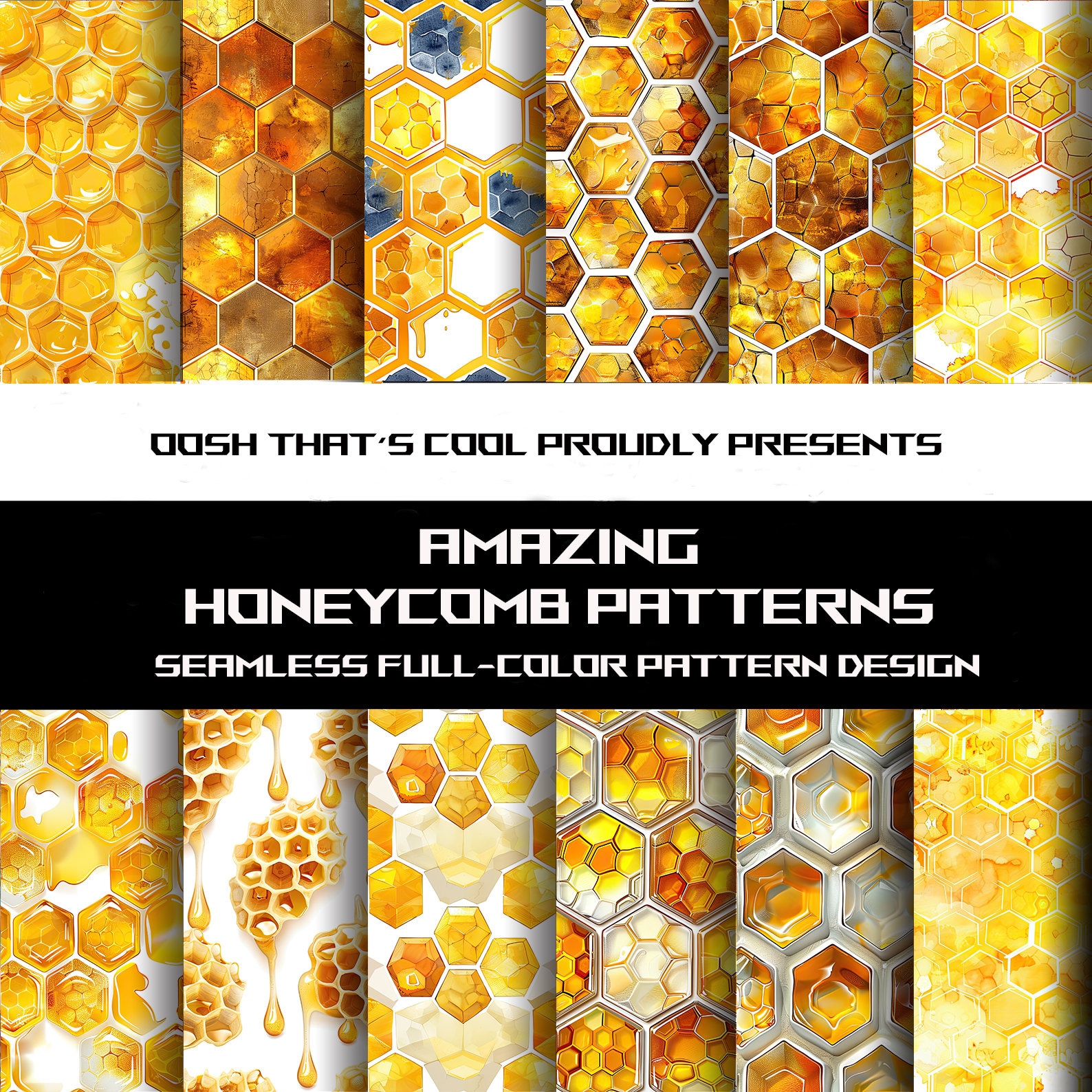 Honeycomb Patterns| Seamless Designs | 12 Awesome Patterns | Tile ...