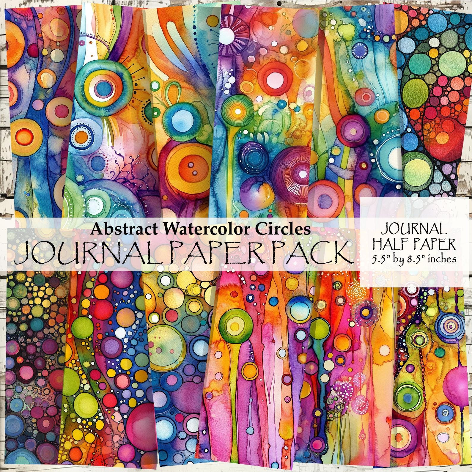 Abstract Watercolor Circles Junk Journal Paper Pack (digital Download ...
