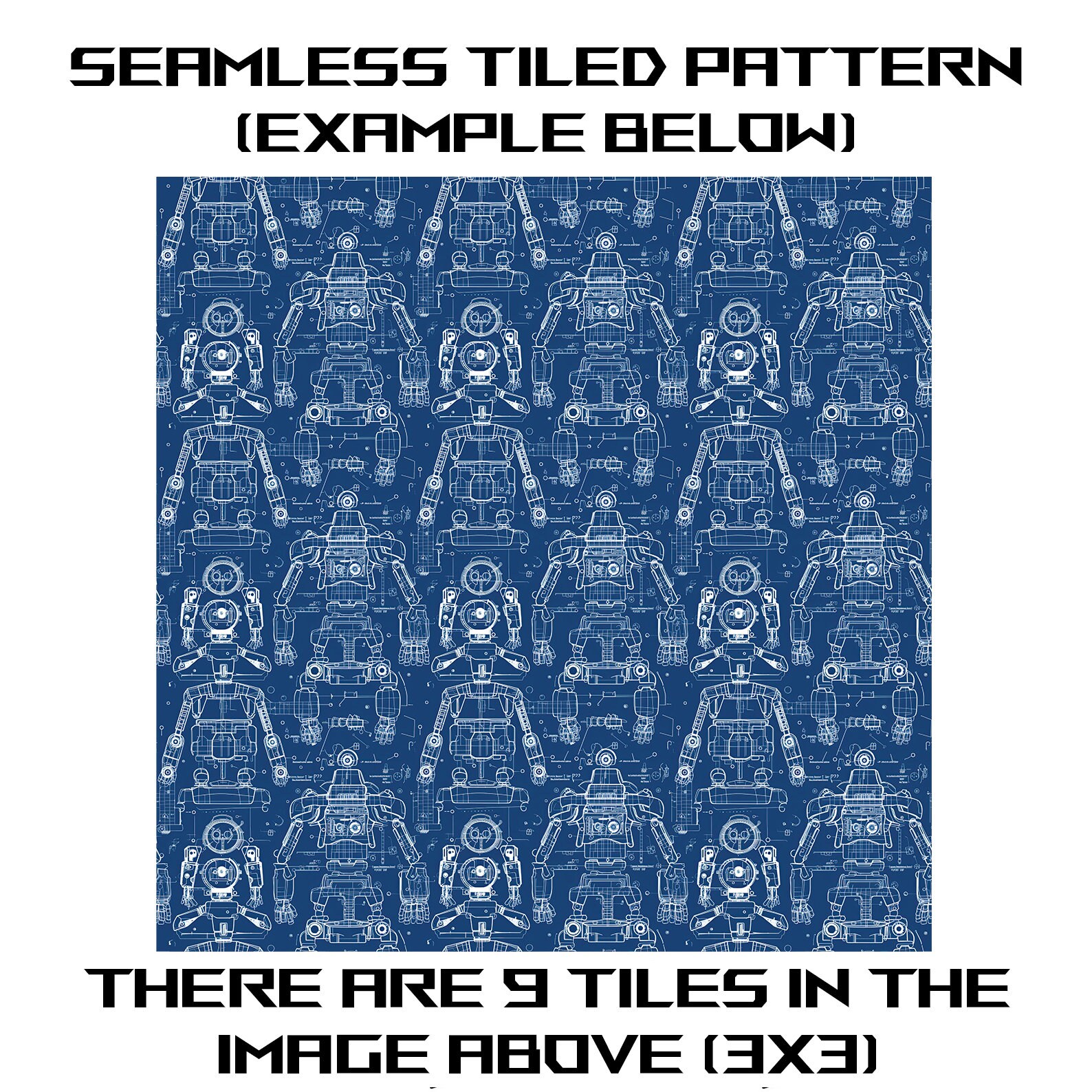 Blueprint Robots| Seamless Designs | 12 Awesome Patterns | Tile ...