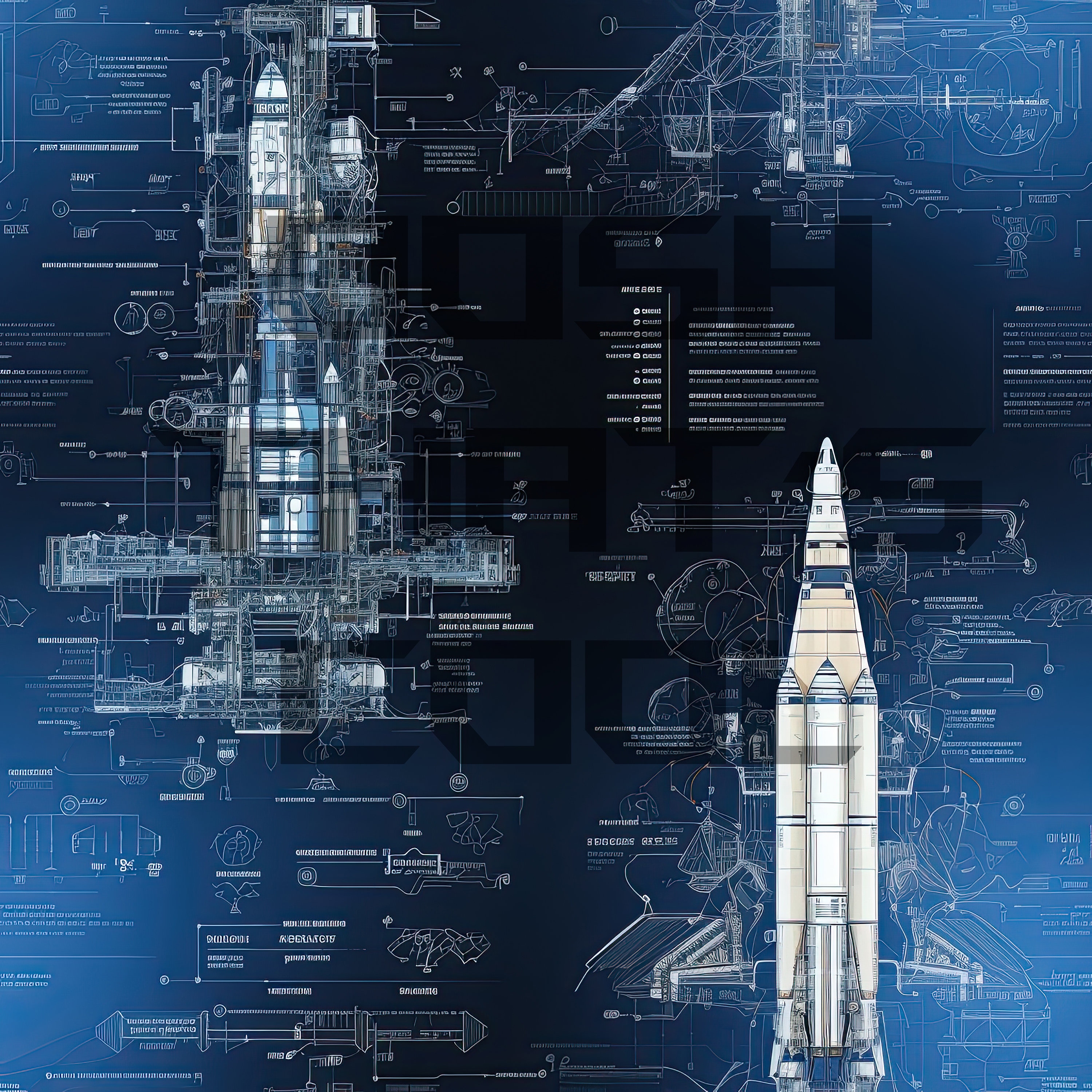Blueprint Spaceship Seamless Patterns: JPG, PNG, SVG (digital Download ...