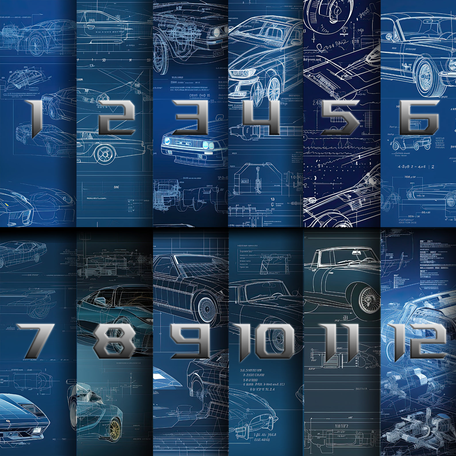 Blueprint Cars| Seamless Designs | 12 Seamless Patterns | Tile Patterns ...