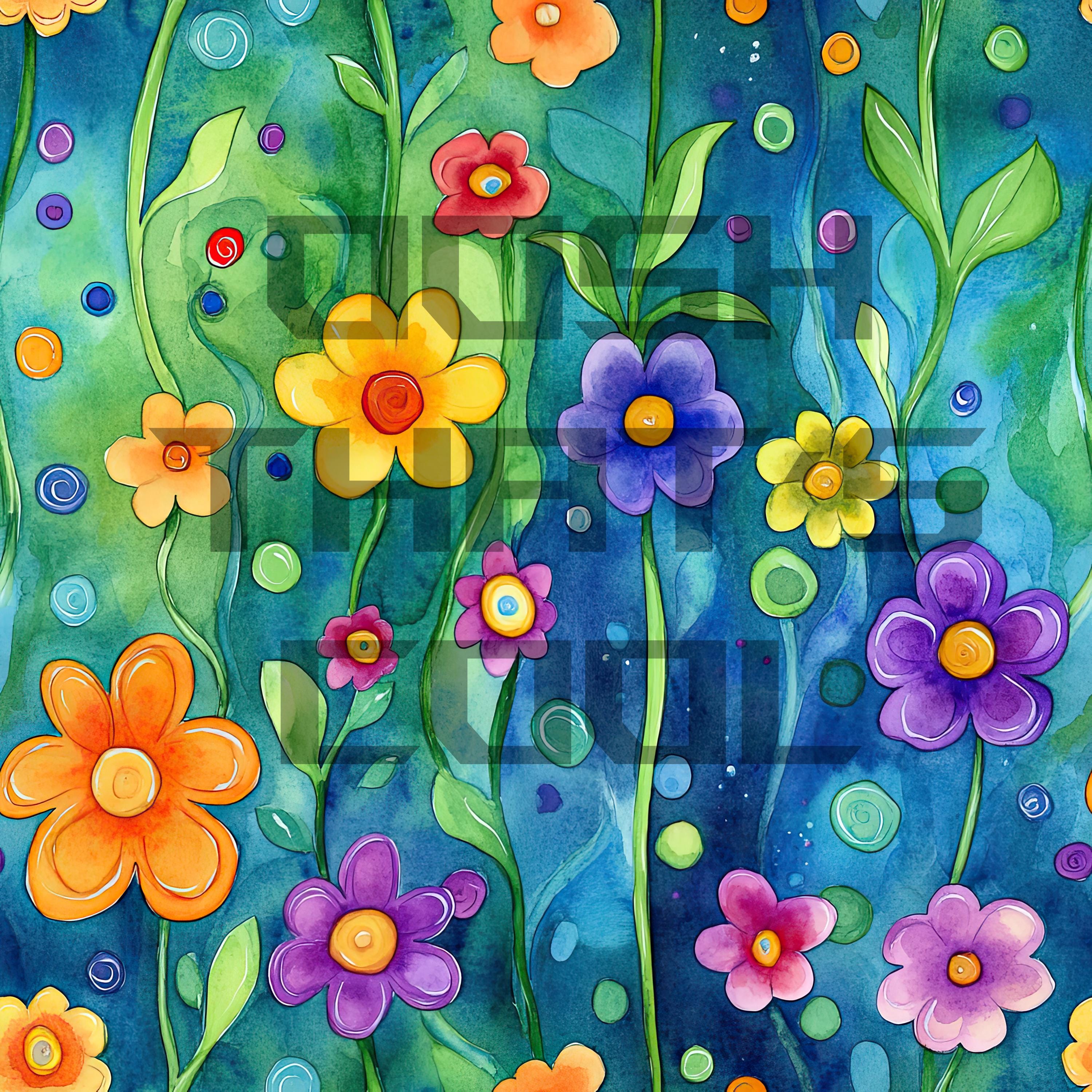 Watercolor Flower Seamless Patterns: JPG, PNG, SVG (digital Download ...