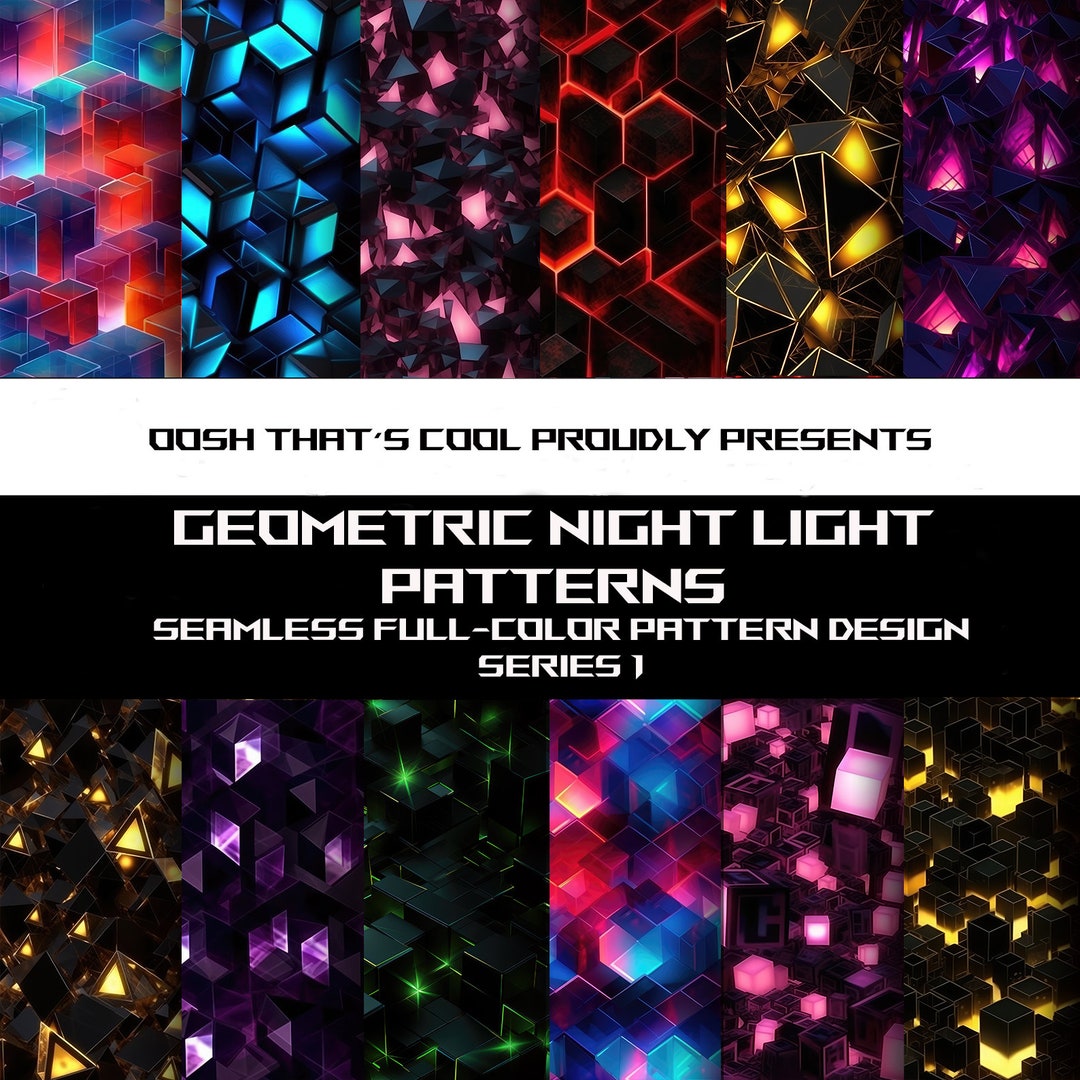 Abstract Geometric Night Lines Seamless Designs 12 Colorful Patterns ...