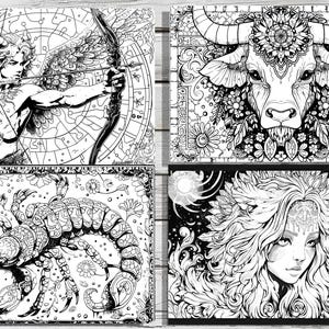 Zodiac Signs: 12 Coloring Pages, Printable Astrology Coloring Pages for ...