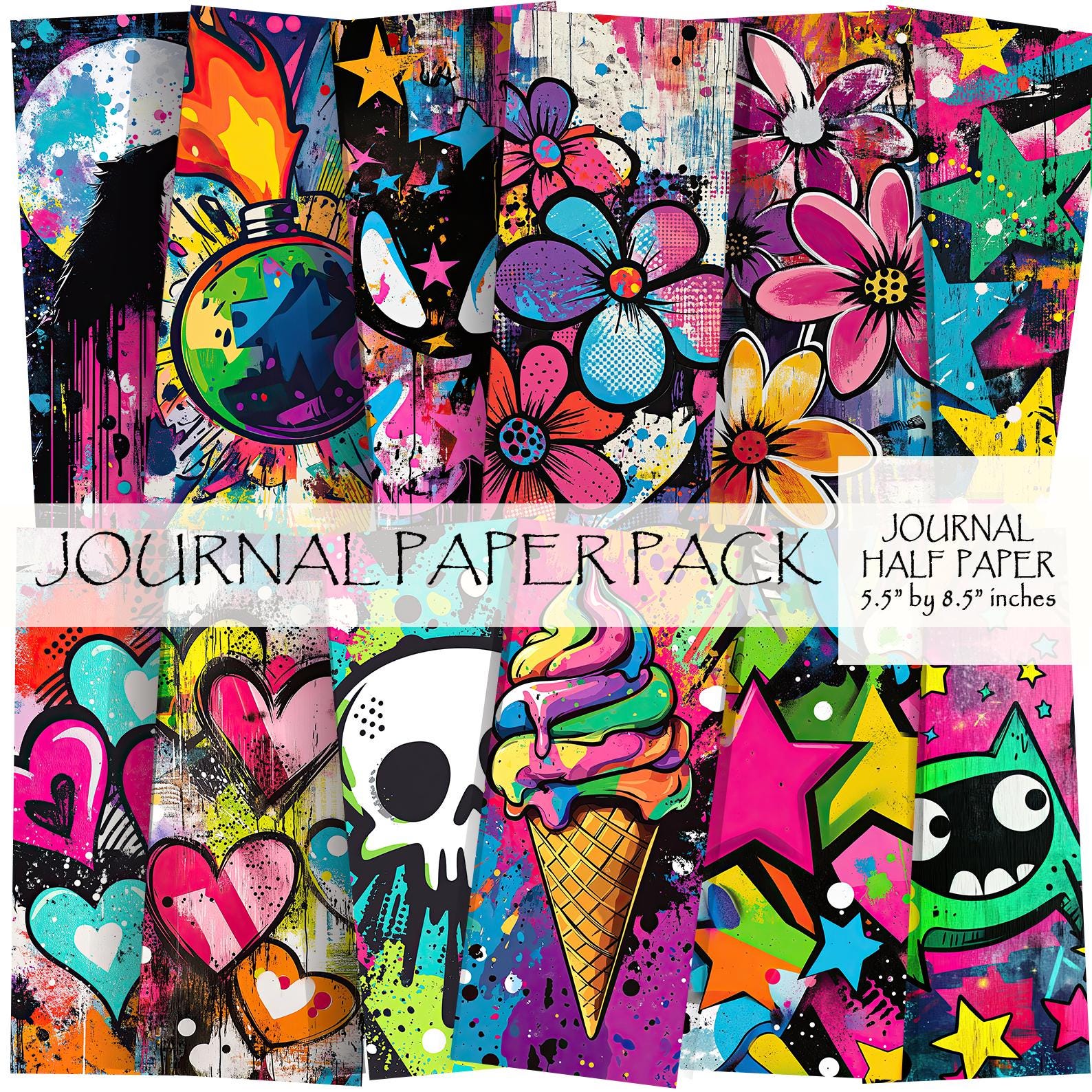Comic Pop Art Junk Journal Paper: Graffiti Style (digital Download) - Etsy