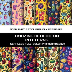 Beach Bar Icons Seamless Pattern: Tropical Drinks (digital Download) - Etsy
