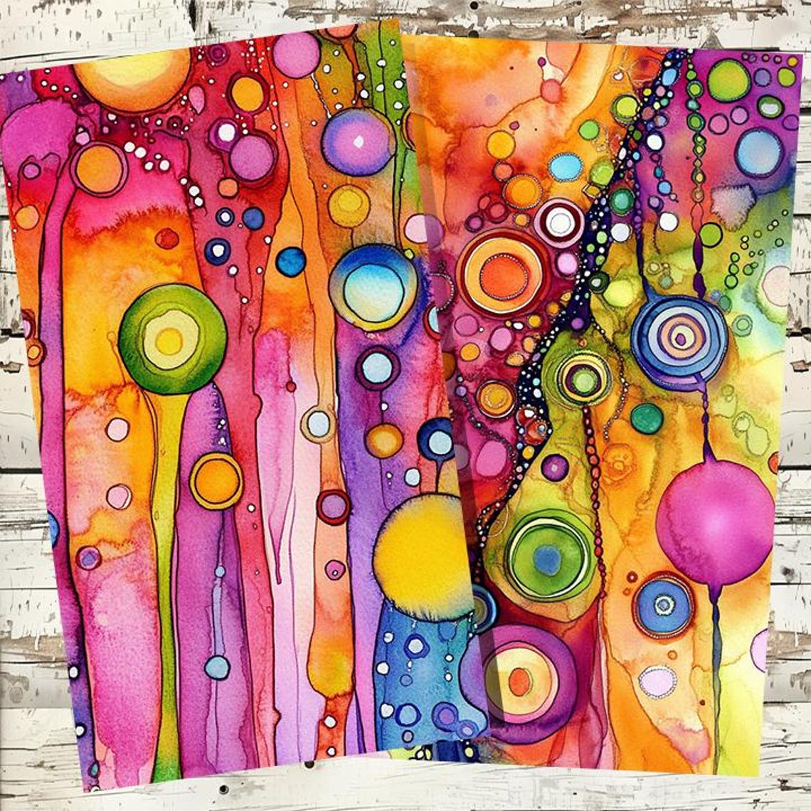 Abstract Watercolor Circles Junk Journal Paper Pack (digital Download ...