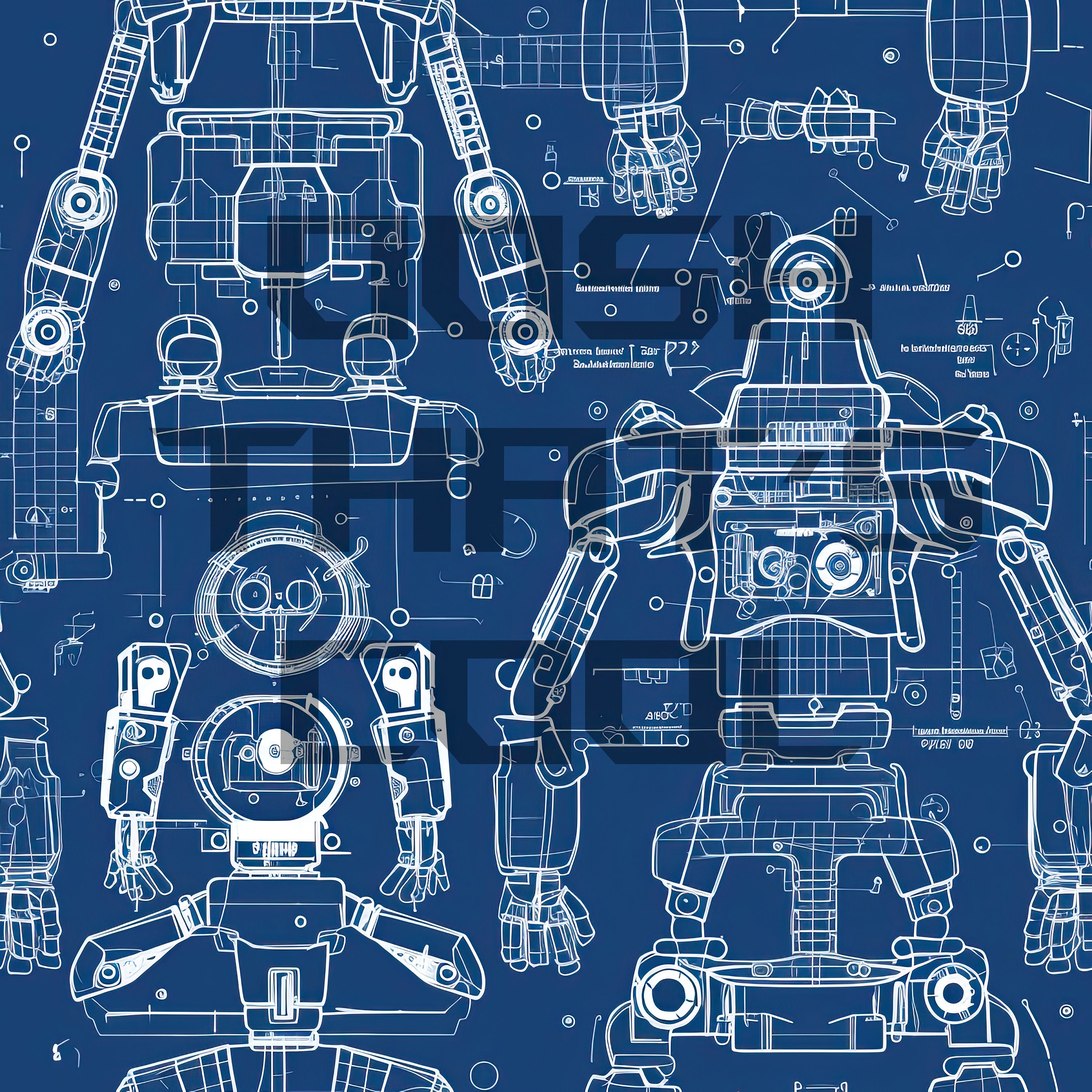 Blueprint Robots| Seamless Designs | 12 Awesome Patterns | Tile ...